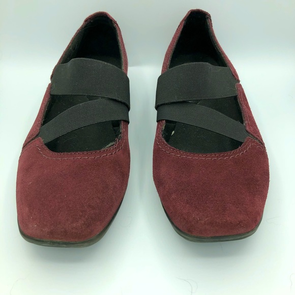 Clarks | Shoes | Clarks Maroon Black Suede Mary Jane Slip On | Poshmark